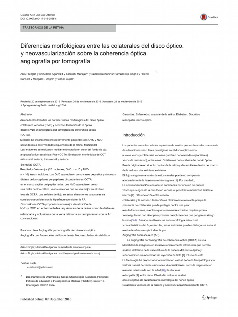 Morfología de OVC y NVD en OCTA | PDF | Angiografía | Ojo