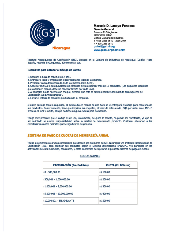 Requisitos para Obtener Código de Barras en Nicaragua | PDF | Nicaragua ...
