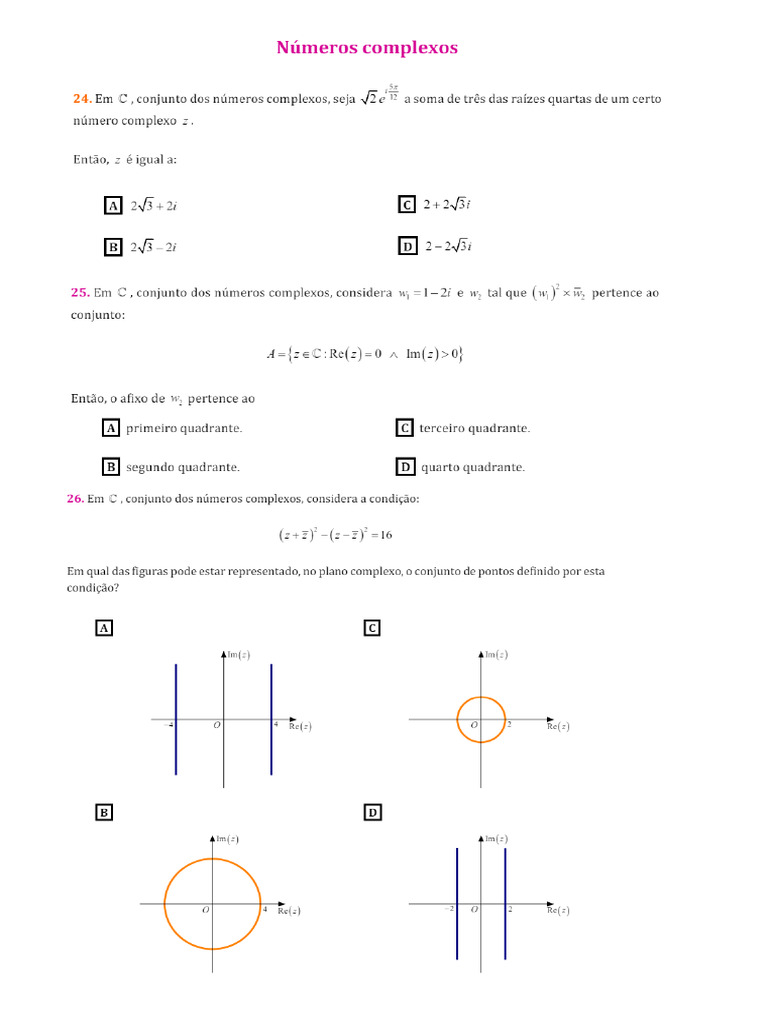 Prep Exame Complexos | PDF