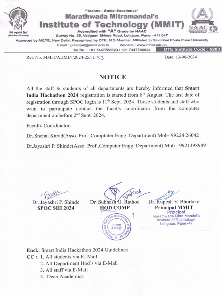 Notice & Guidelines of SIH (1) | PDF