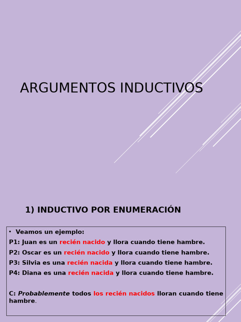 Argumentos Inductivos Ejemplos y Esquemas 2022 | PDF