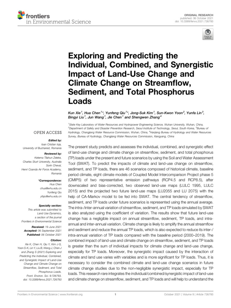 Exploring and Predicting The Individual, Combined, and Synergistic Impact of Land-Use Change and ...