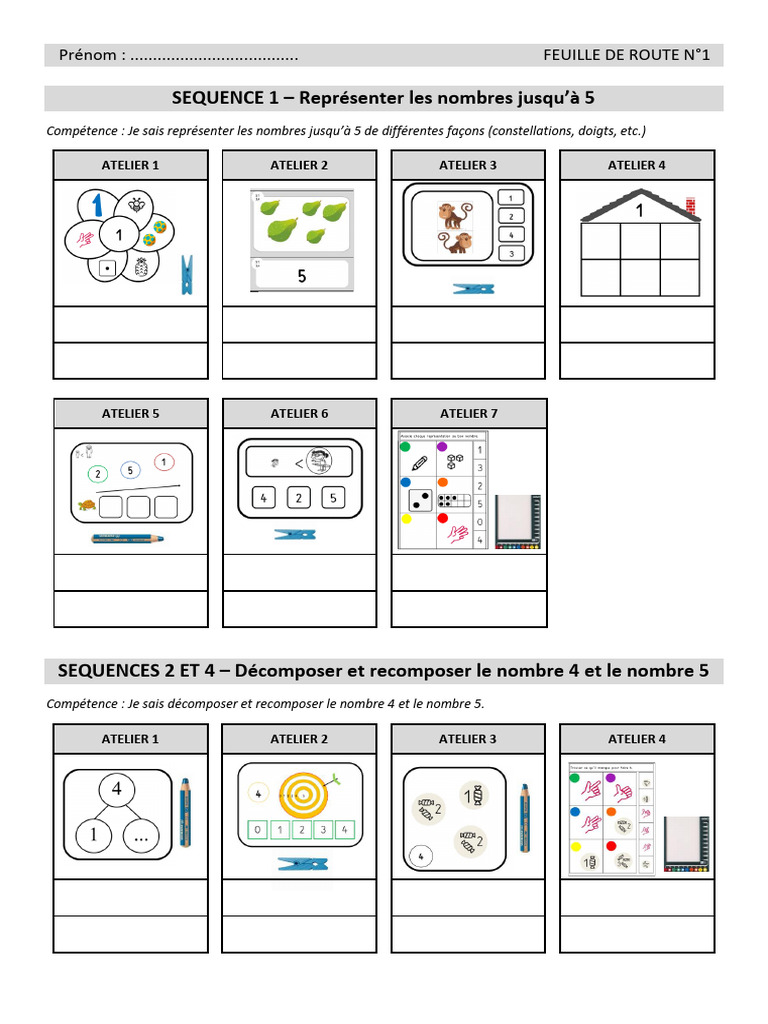 Feuilles de Route Ateliers Maths - Livret A Imprimer | PDF