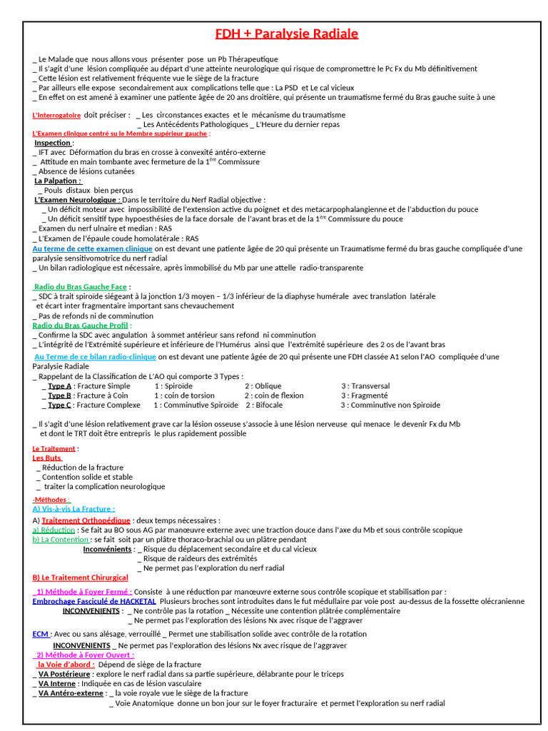 FDH + Paralysie Radiale............. Titou | PDF