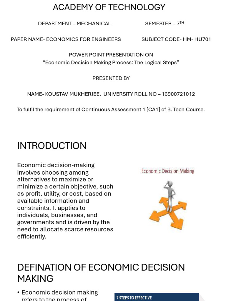 Economic Decision-Making Process Guide | PDF | Decision Making ...