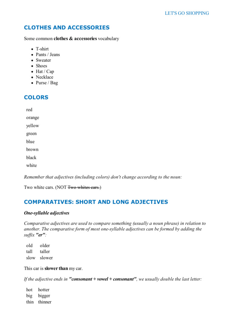 Lets Go Shopping | PDF