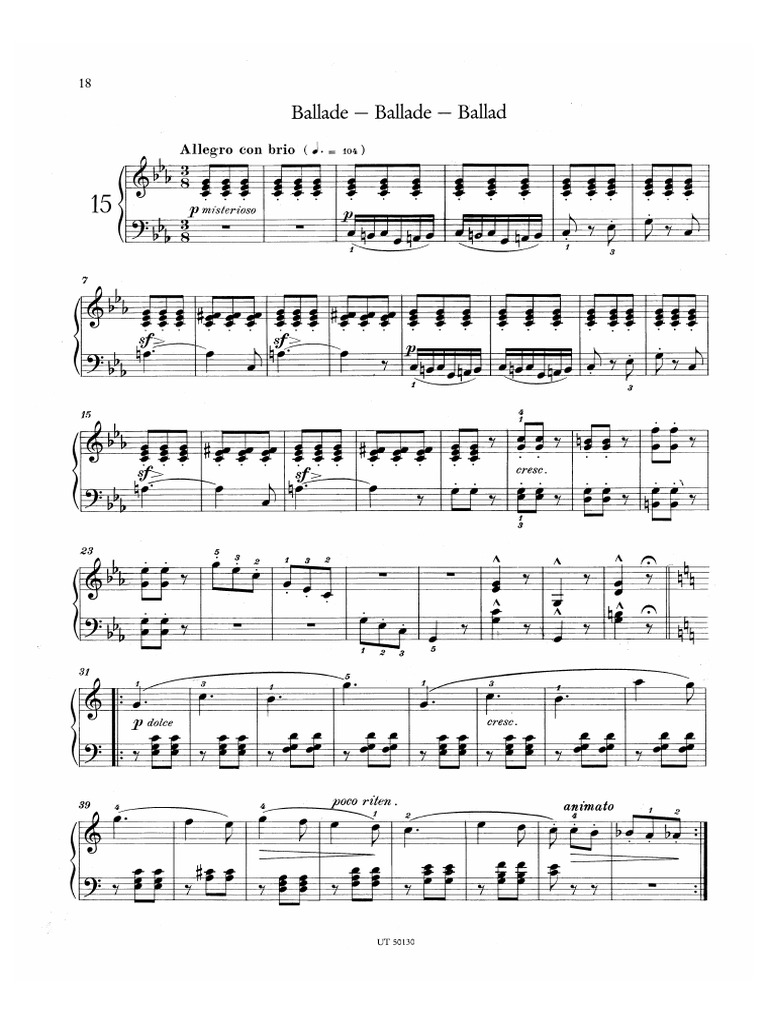 Burgmuller: Ballade in C Minor, Op. 100, No. 15 | PDF