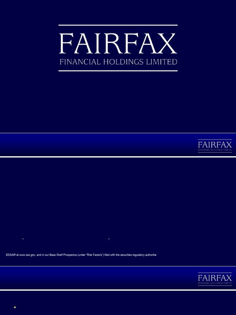Fairfax AGM 2024 | PDF | Insurance | Risk