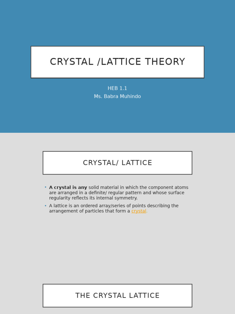 Crystal Lattice Theory | PDF