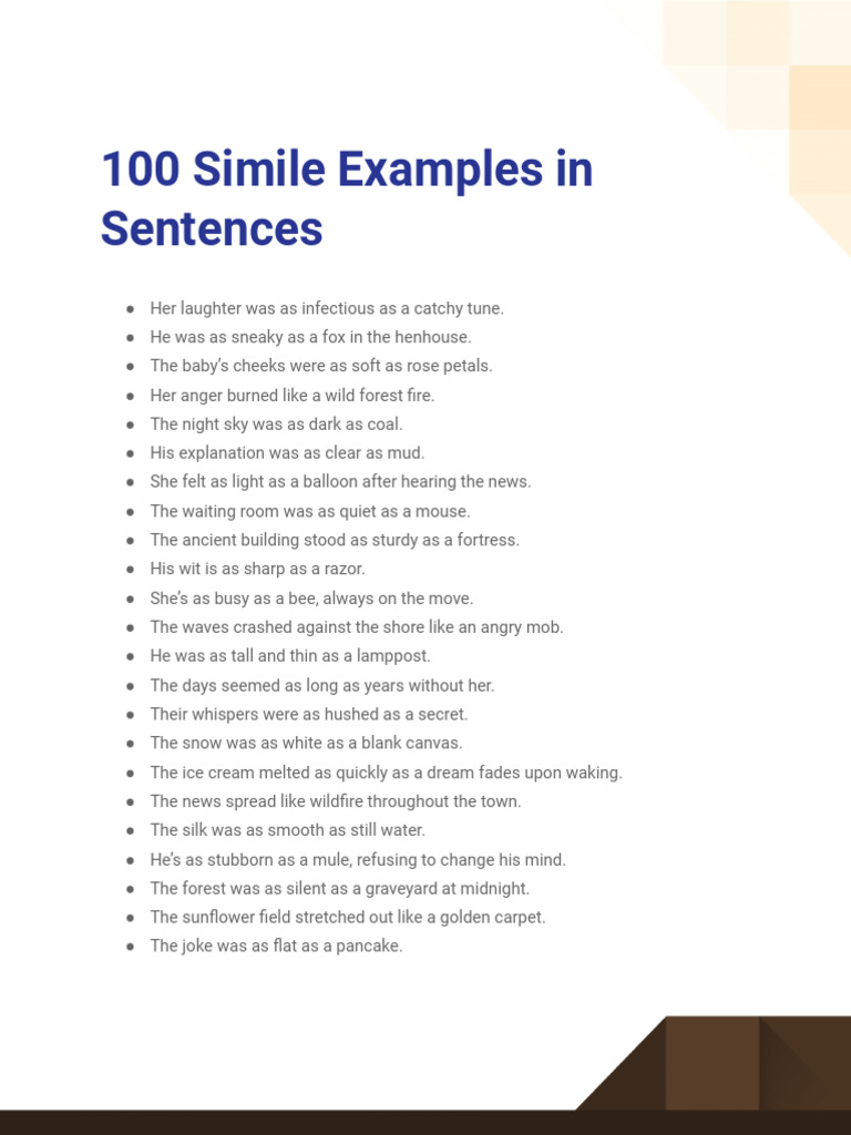 Simile Examples in Sentences | PDF
