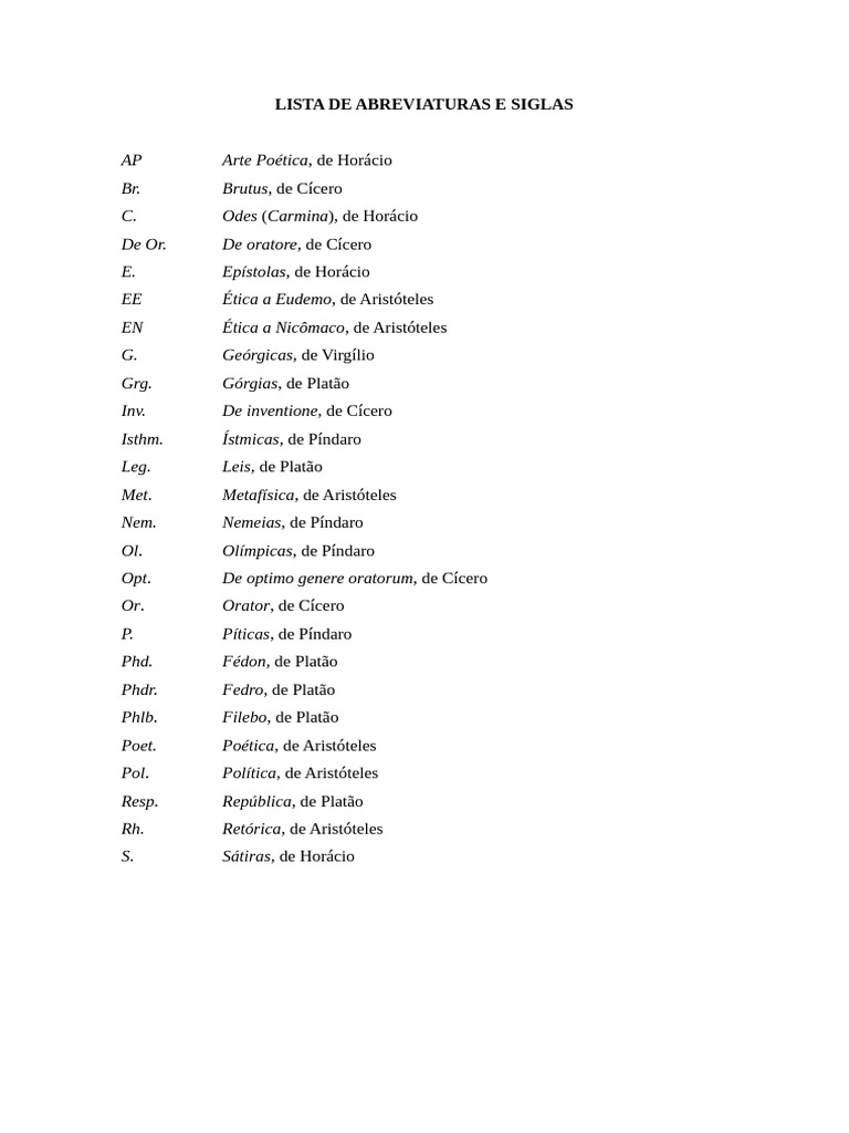 Lista de Abreviaturas e Siglas | PDF