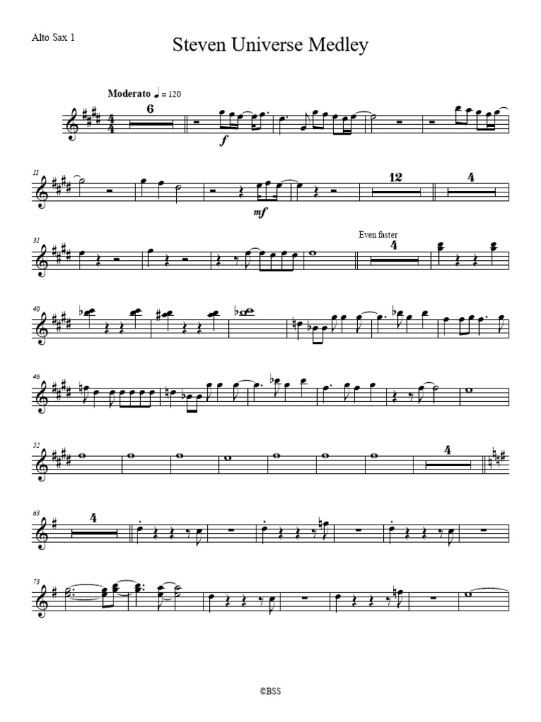 Steven Universe Medley 2.0 - Alto Sax 1 | PDF