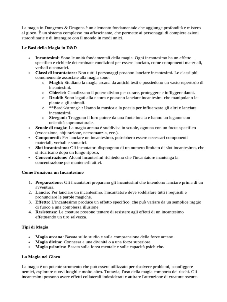 DUNGEONS AND DRAGONS Magia | PDF