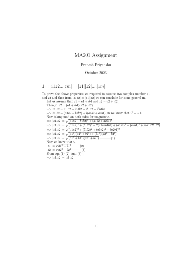MA201 Assignment | PDF