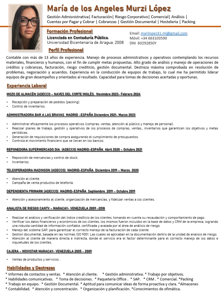 CV Maria de Los Angeles Murzi Lopez Completo | PDF