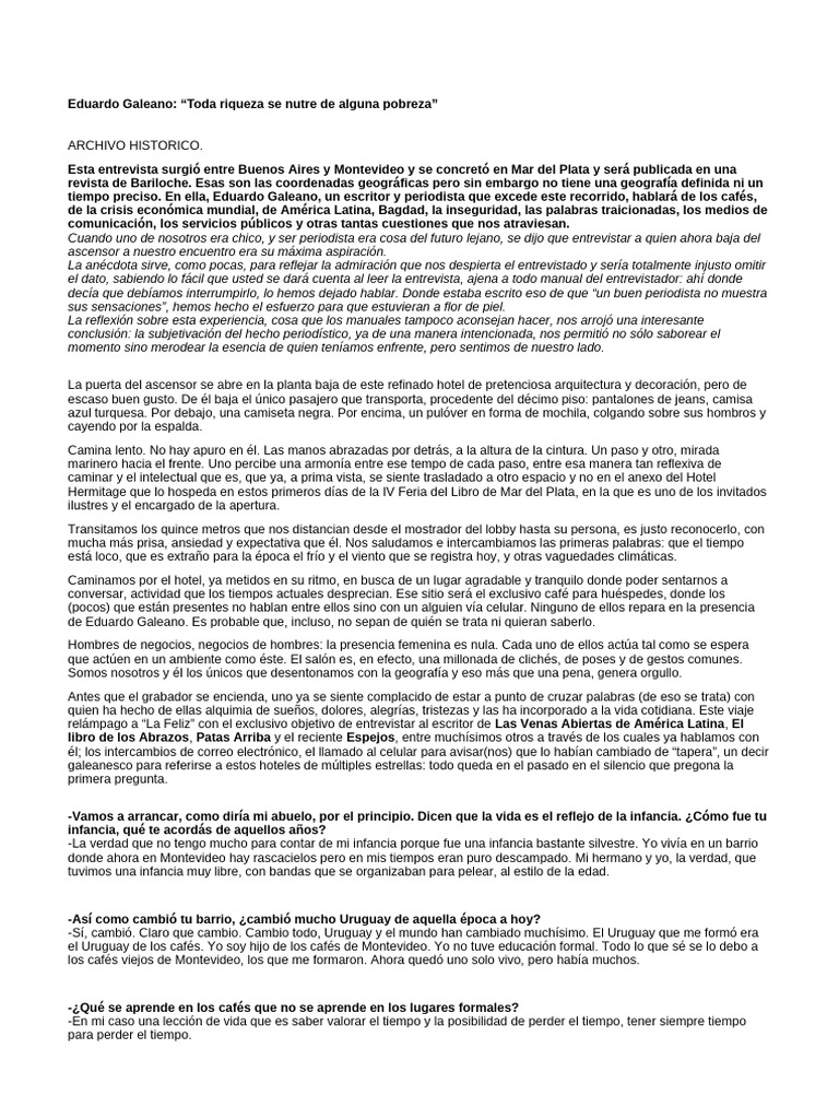 Eduardo Galeano | PDF | Verdad | Arte
