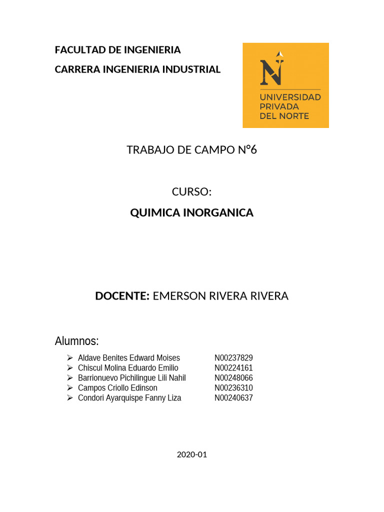 Quimica TC6 Grupo1 | PDF