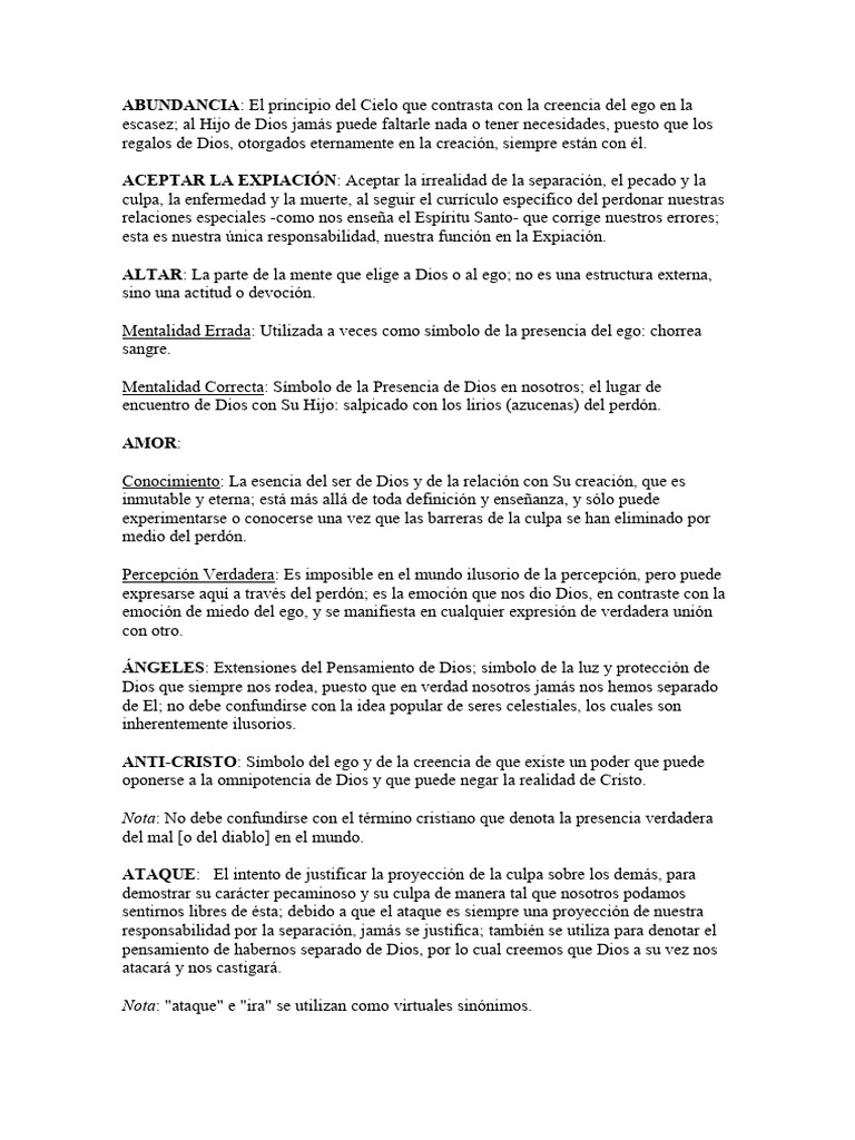 Glosario de Términos - KENNETH WAPNICK | PDF
