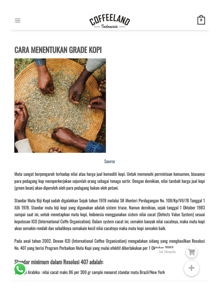 Cara Menentukan Grade Kopi - Coffeeland | PDF