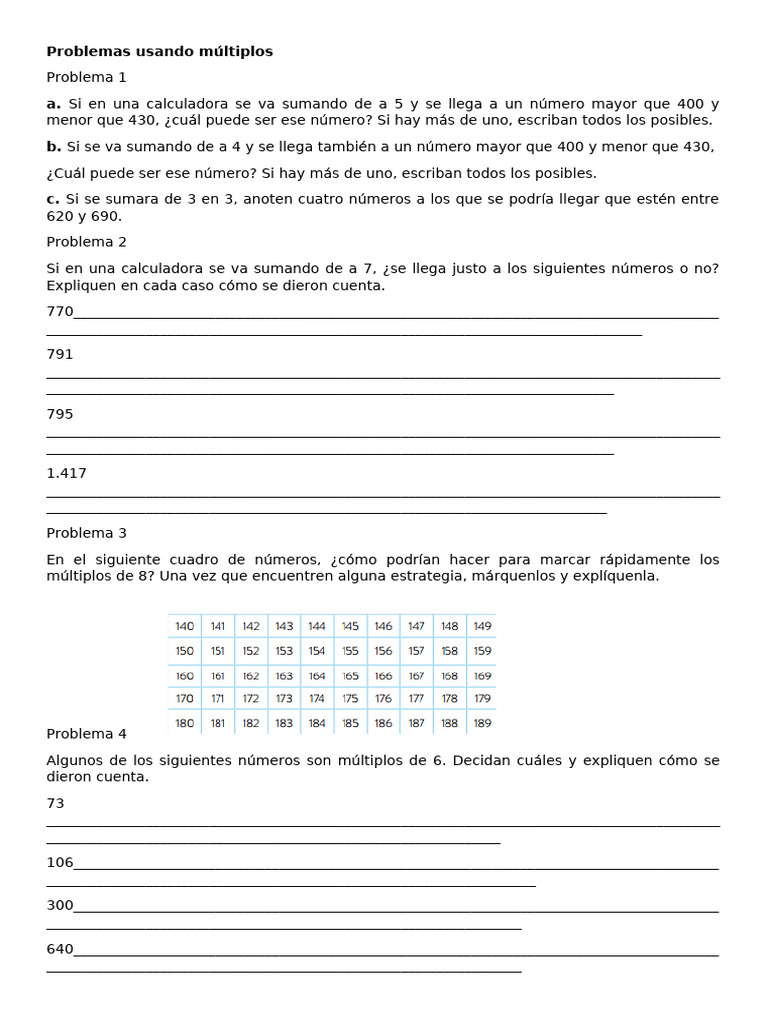 Problemas Usando Múltiplos y Divisores | PDF