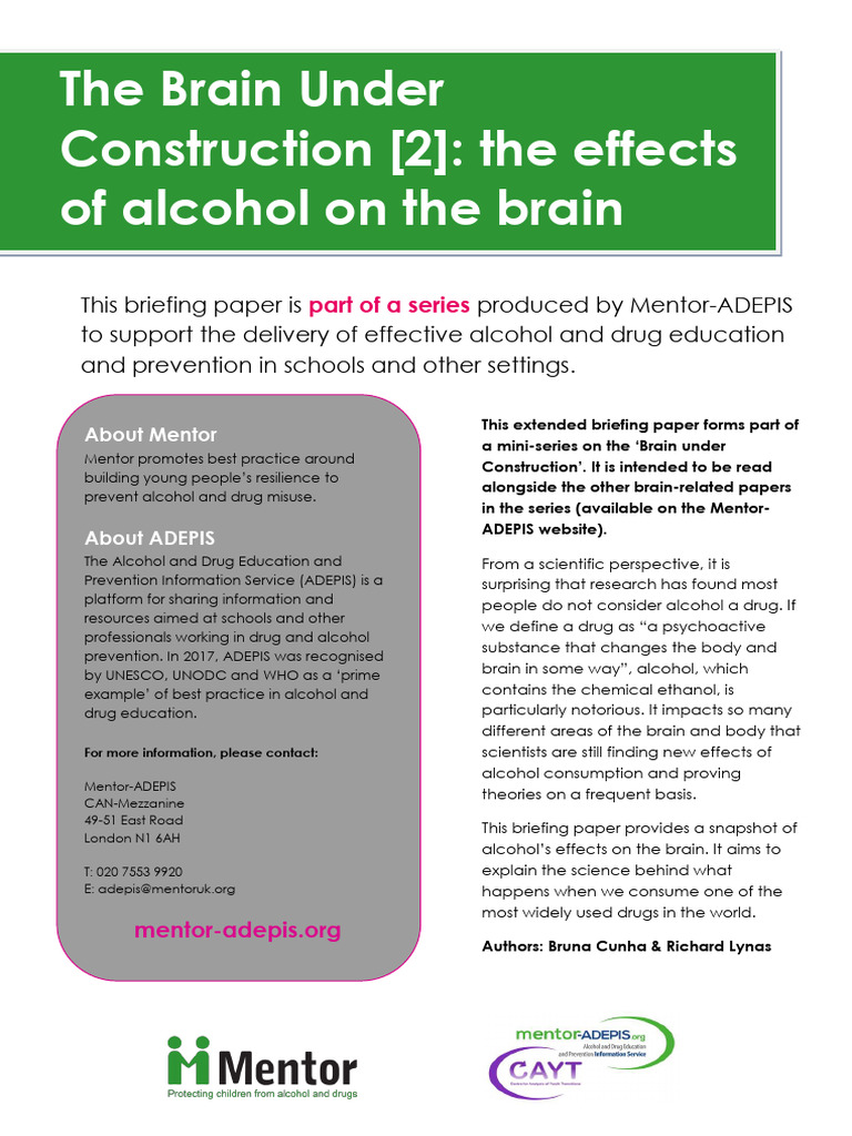 Mentor - Alcohol and The Brain - 2 | PDF | Reward System | Neurotransmitter