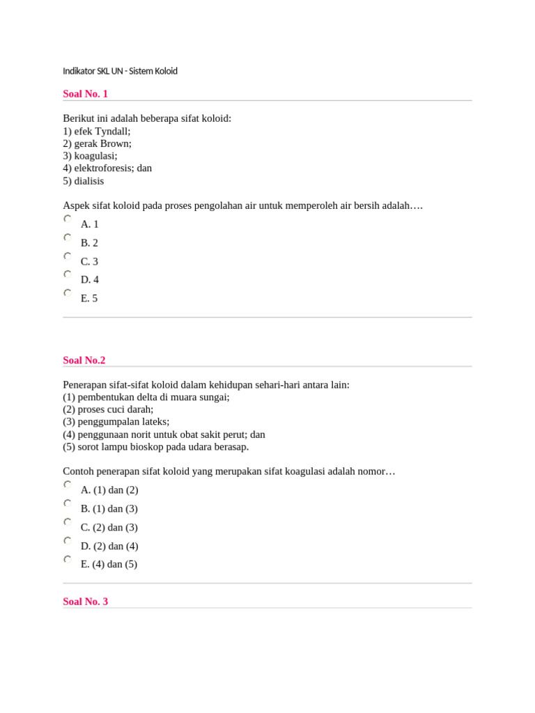 Indikator SKL UN - Sistem Koloid | PDF