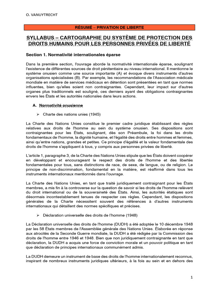 RÉSUMÉ - Privation Liberté | PDF
