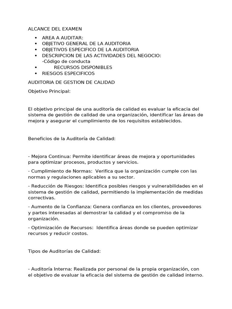 Area de Gestion de Calidad | PDF | Sistema de manejo de calidad ...
