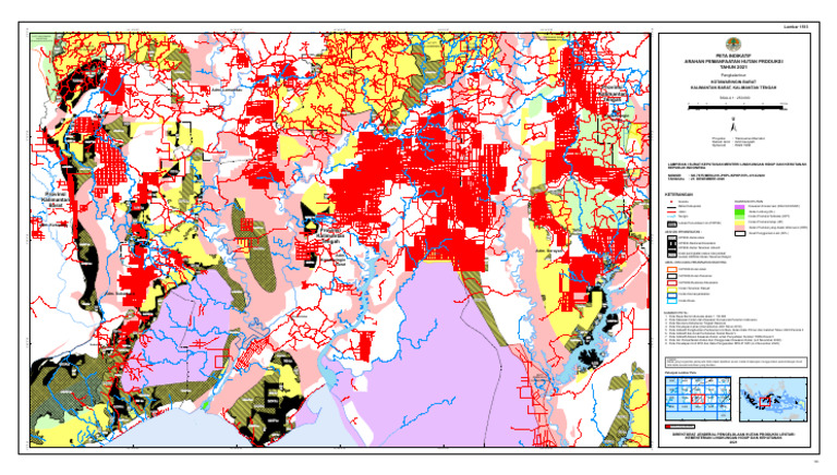 Provinsi Kalimantan Tengah: Peta Indikatif Arahan Pemanfaatan Hutan Produksi TAHUN 2021 | PDF