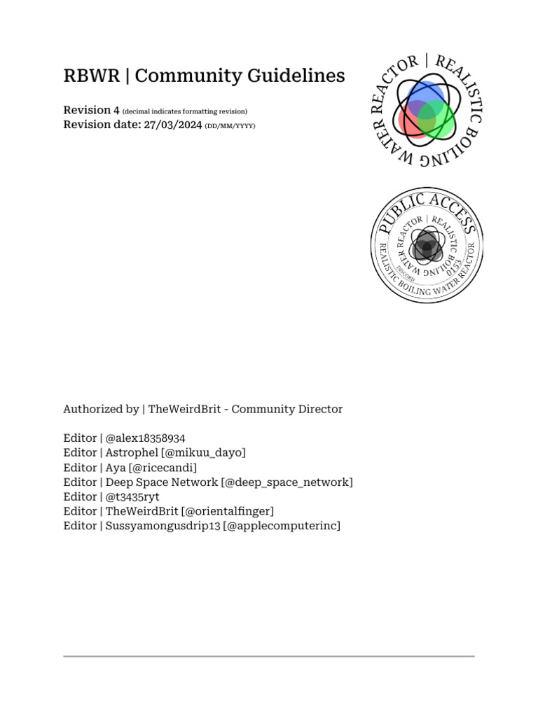 RBWR - Community Guidelines | PDF