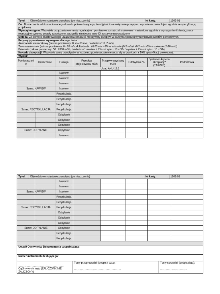 OQ - 1202_PL_rev3_Objetosciowe Natezenie Przeplywu | PDF