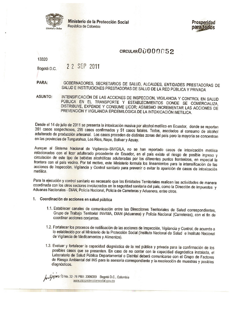 Circular Colombia 22-09-2011 | PDF