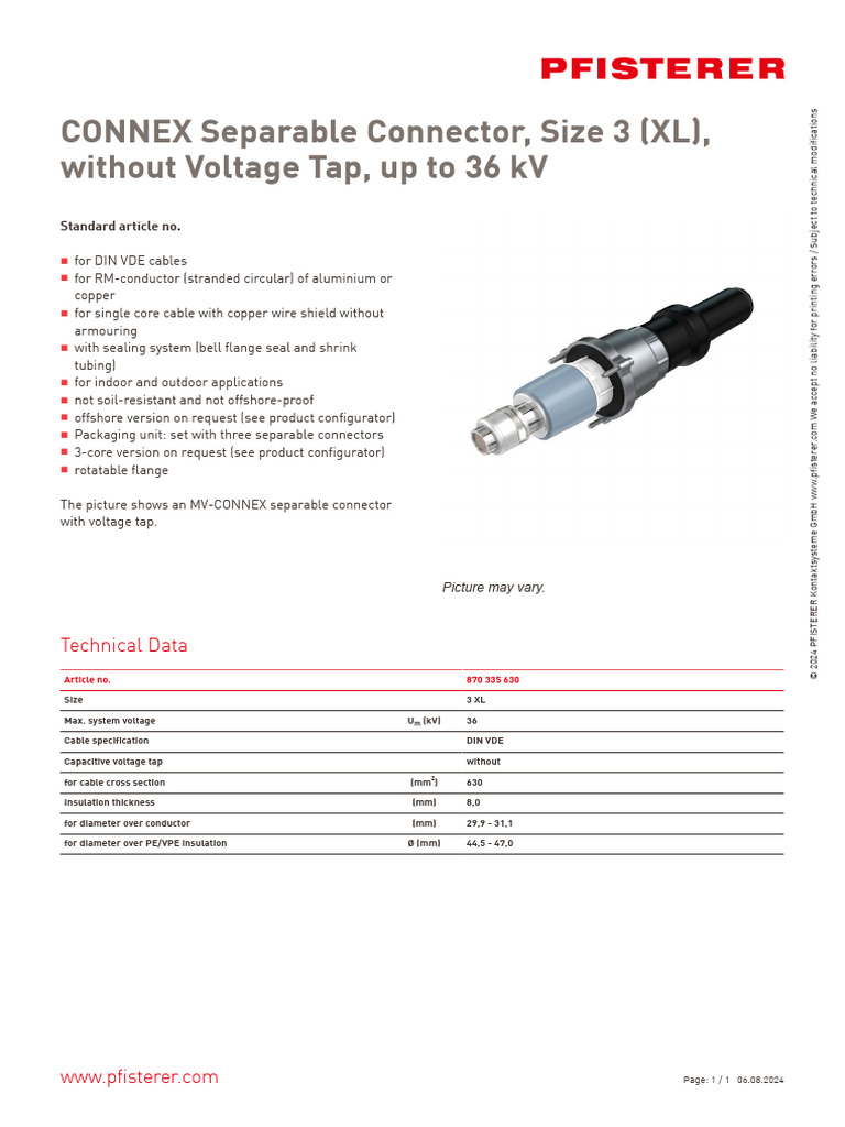 CONNEX Separable Connector, Size 3 (XL), Without Voltage Tap, Up To 36 ...