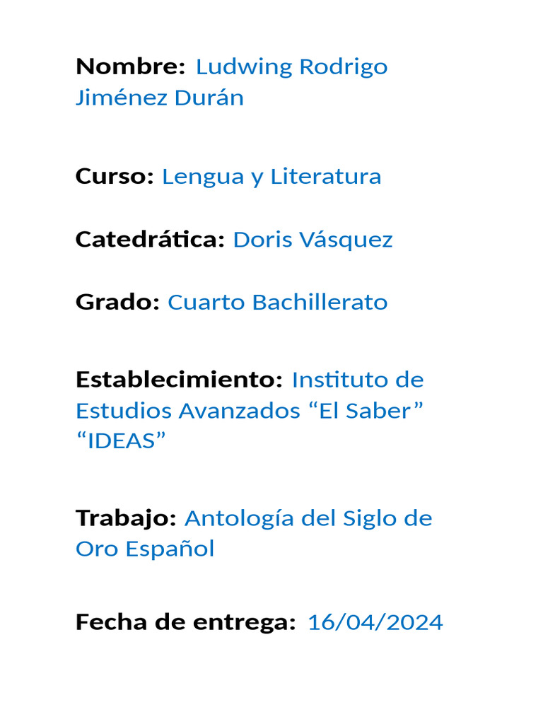 Antologia Del Siglo de Oro Español | PDF