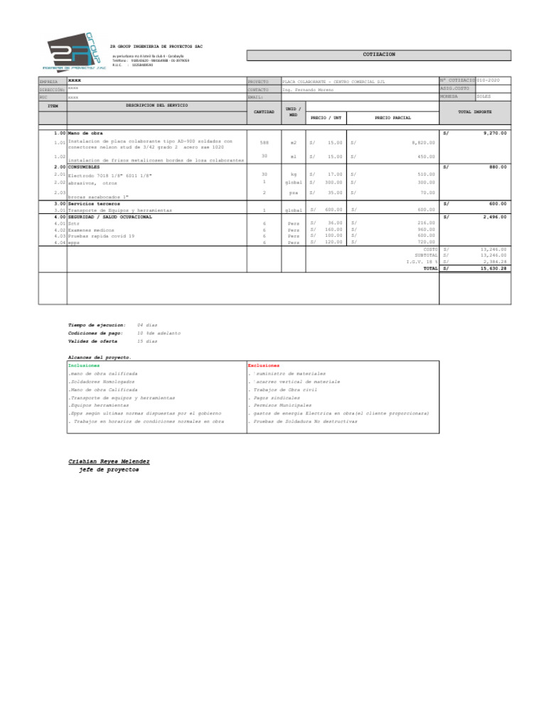 2rgroup - Placa Colaborante - CC SJL | PDF