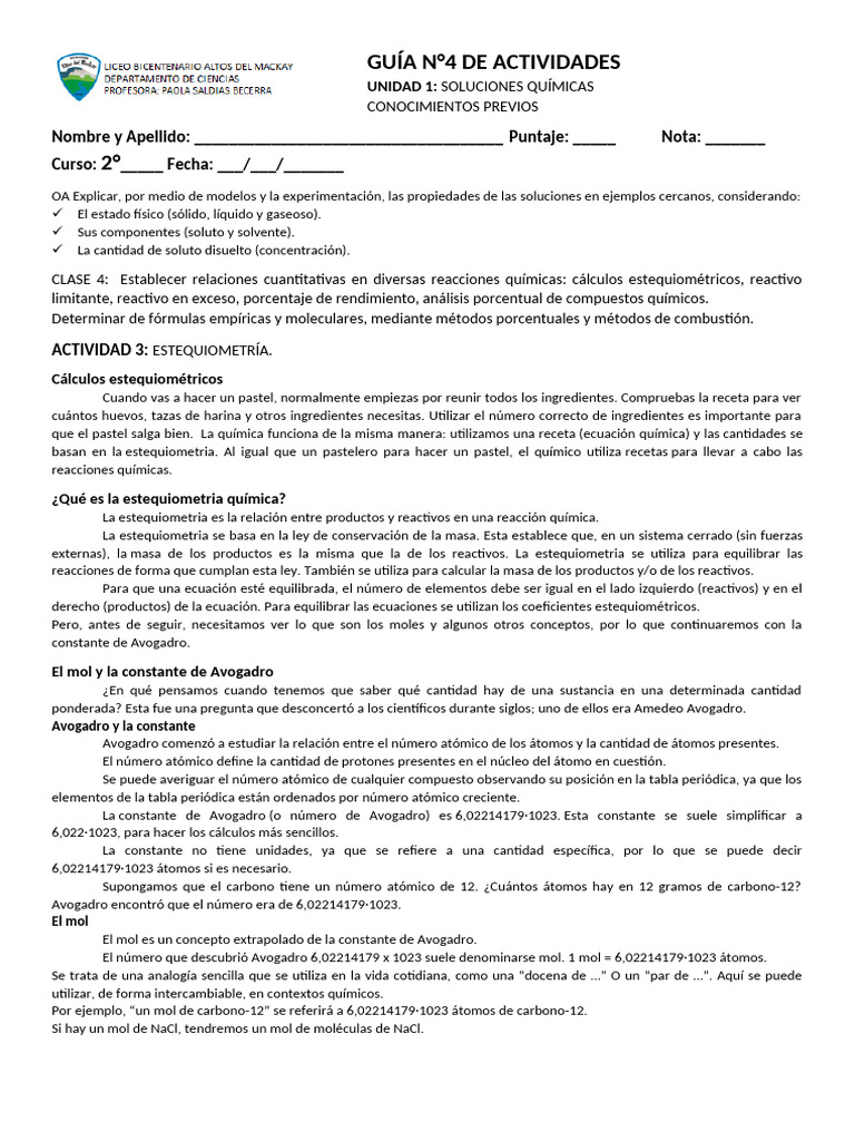 Nota 2 Segundo Medio U1 Soluciones | PDF