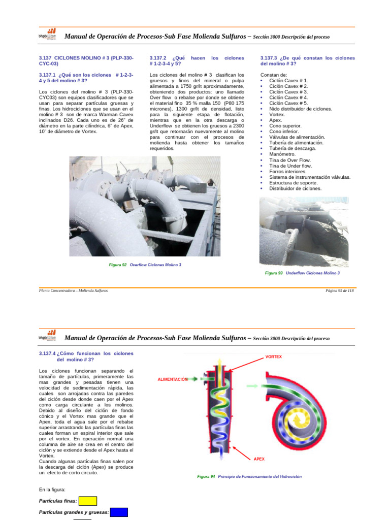 Ciclones y Control DCS Molino #3 | PDF | Molino (molienda) | Bomba