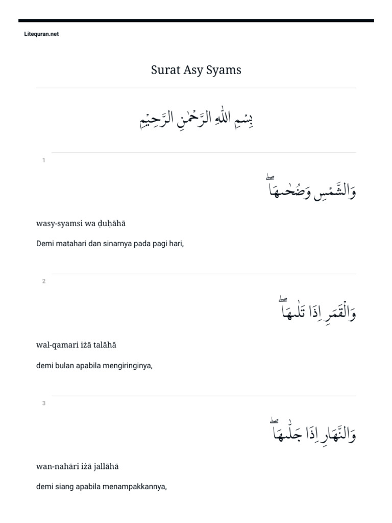 Surat Asy Syams: Makna dan Isi | PDF