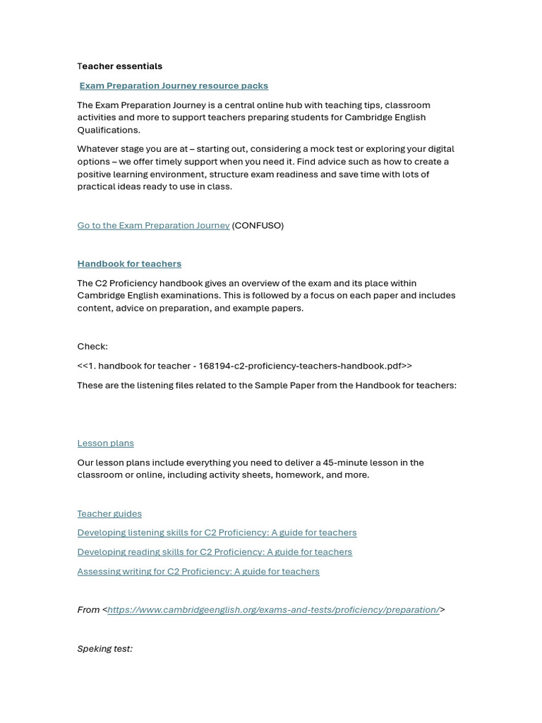 Teacher LEARNER ESSENTIALS - C2 CPE | PDF