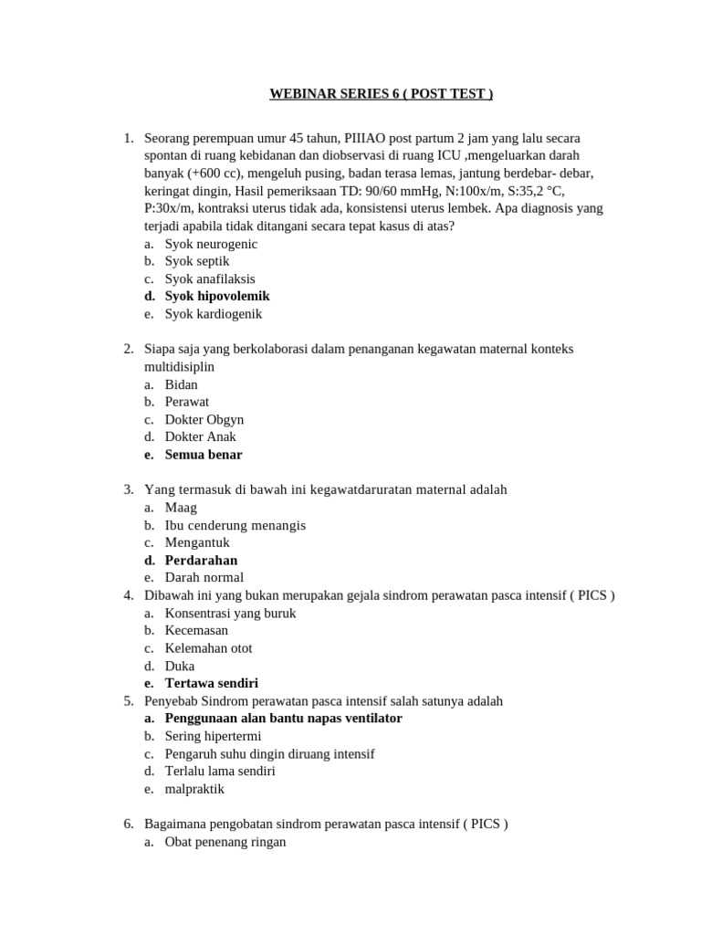 Webinar Series 6 (Post Test) New | PDF