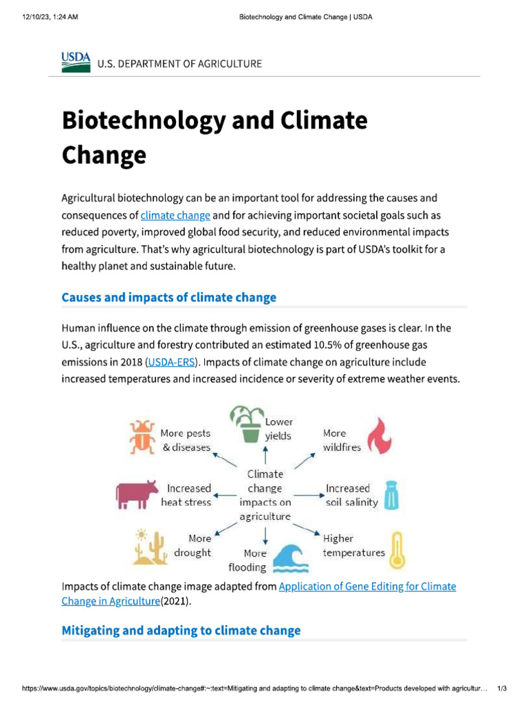 Biotechnology and Climate Change | PDF