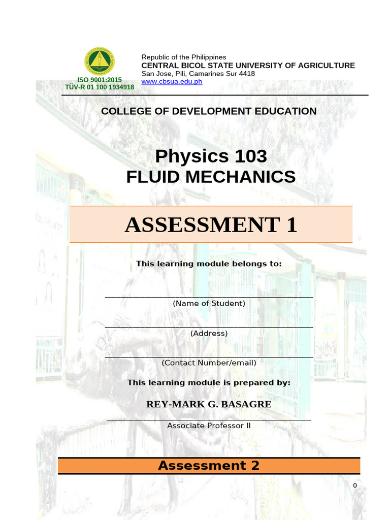 Assessment One Fluid Mechanics | PDF