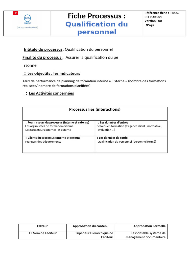 Fiche Processus Qualification Du Personnel | PDF