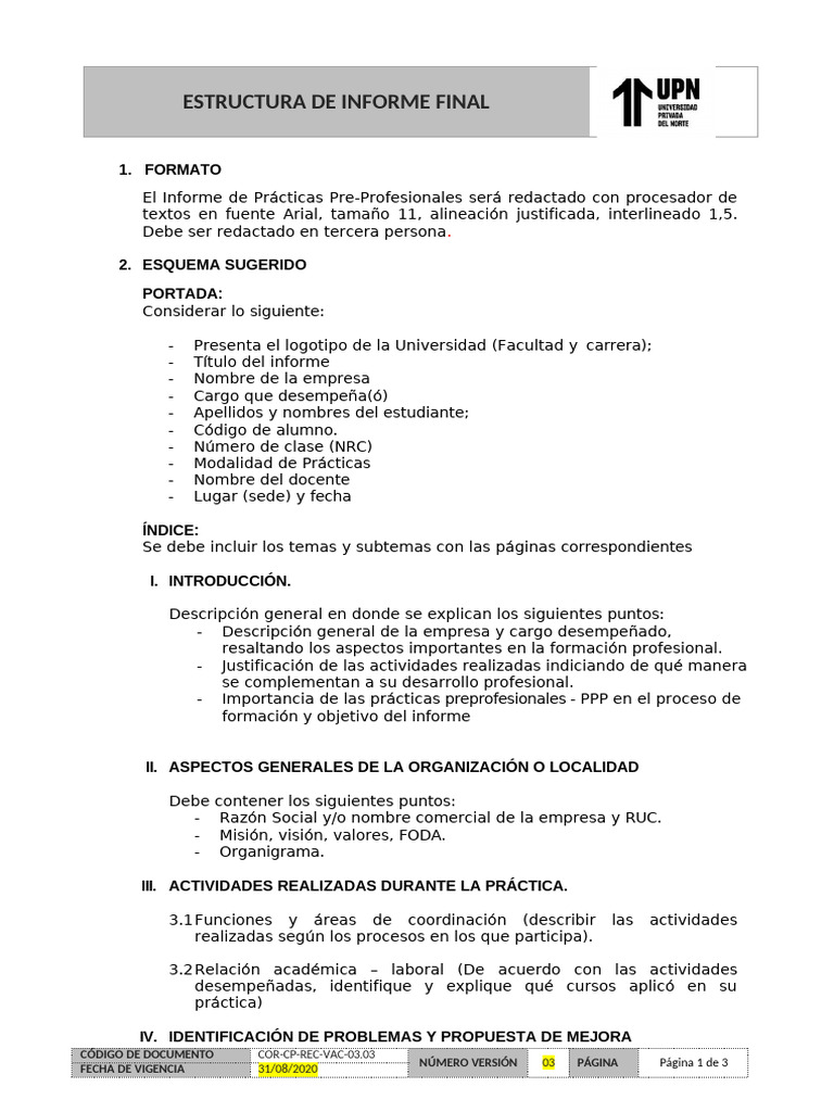 INVE.1401.EF - Estructura Informe Final PPP - Actualizado 2024 | PDF