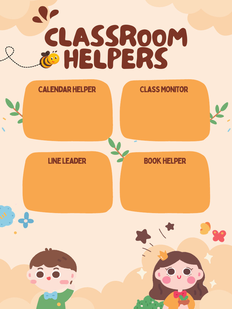 Yellow Fun Illustration Classroom Helpers Poster | PDF