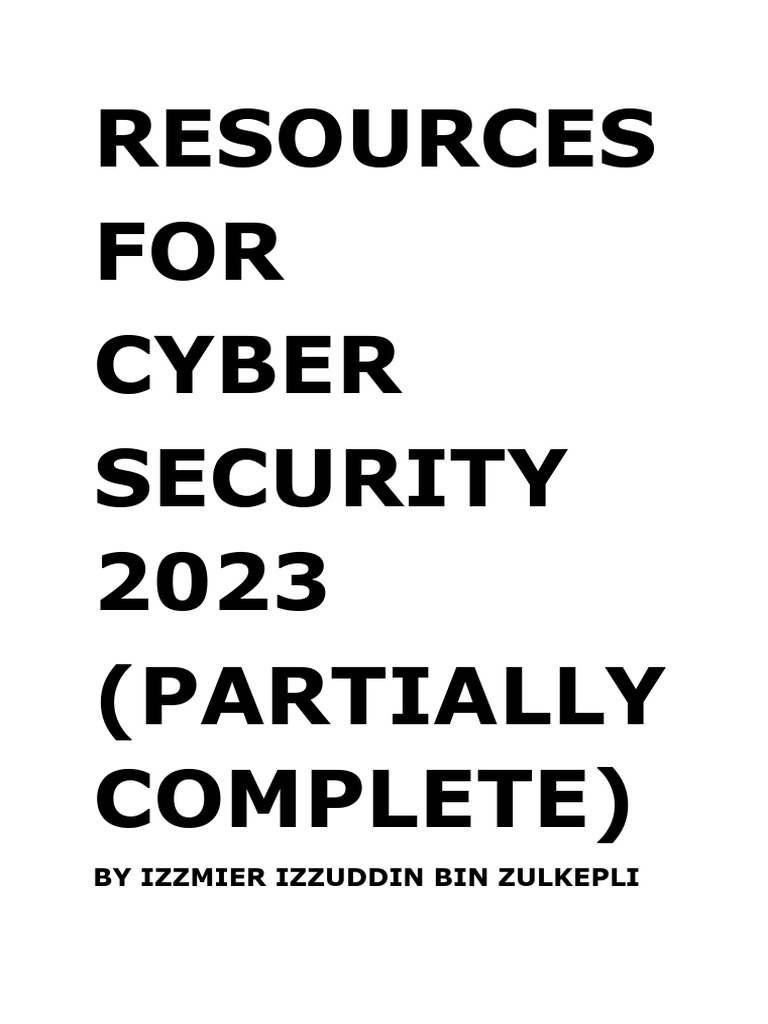 Resources For Cybersecurity 2023 | PDF