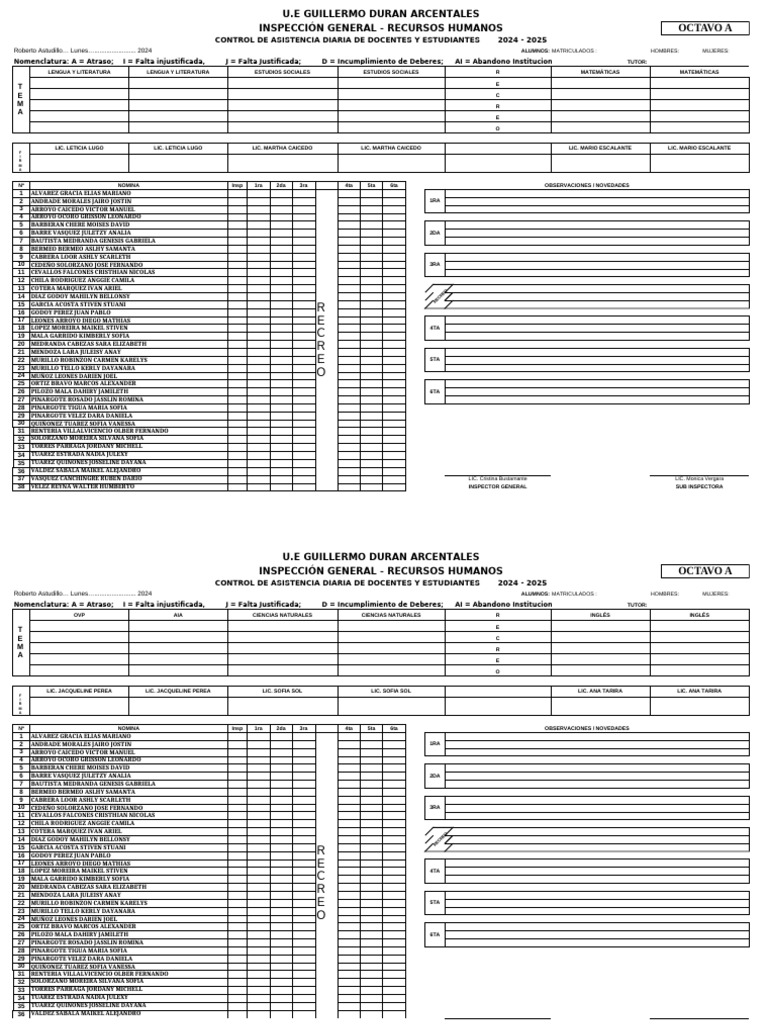 Formato Hojas de Control de Asistencia | PDF