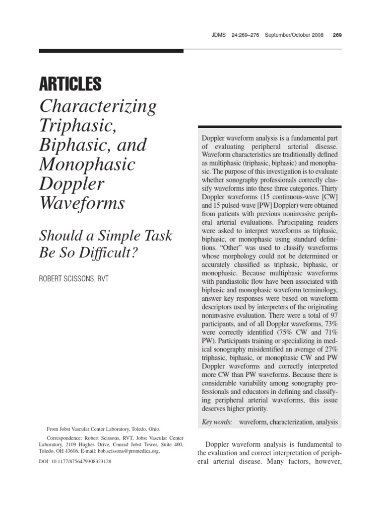 Scissons 2008 Characterizing Triphasic Biphasic and Monophasic Doppler ...