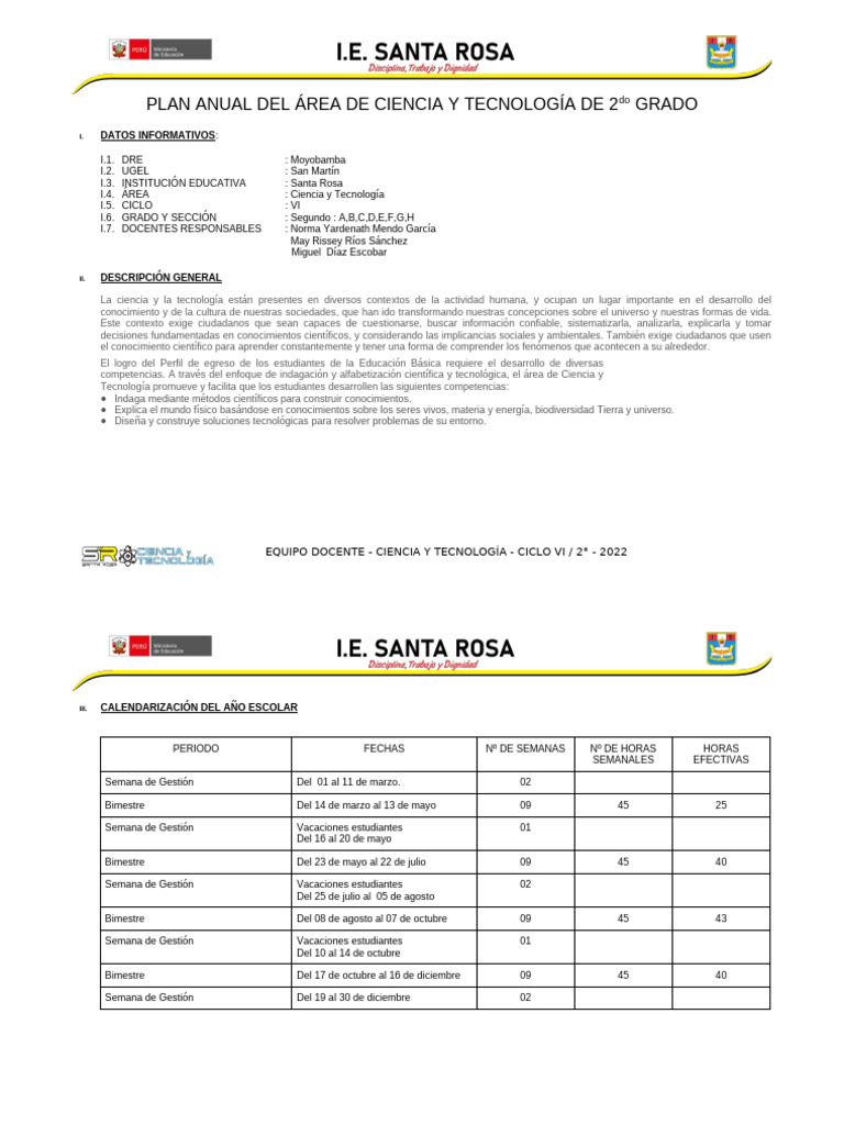 Plan Anual 2°grado | PDF