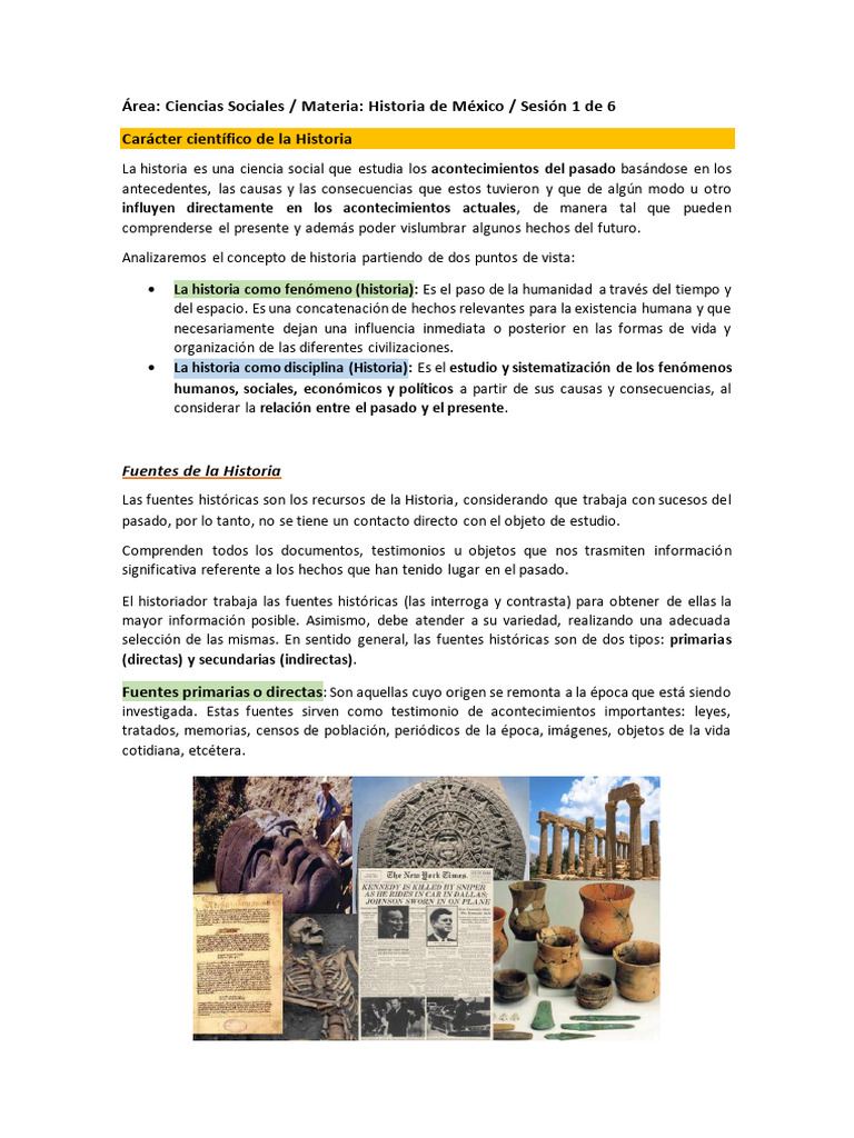 Historia de México Sesión 1 | PDF